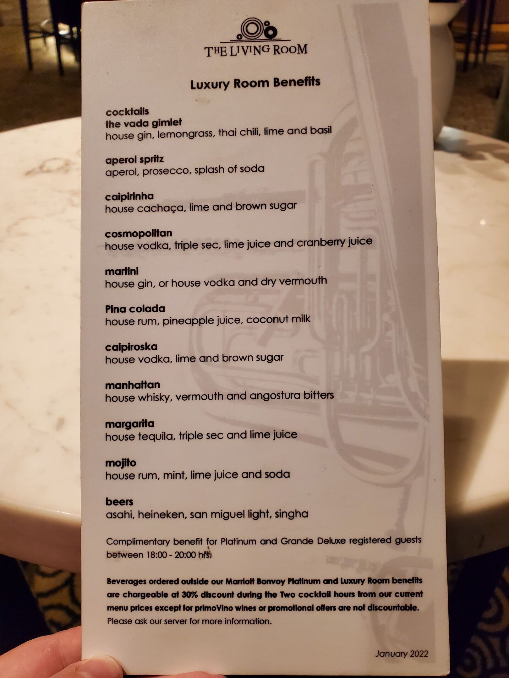 Sheraton Grande Sukhumvit January 2023 the living room menu 1 – Welcome ...